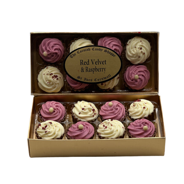 Gold Boxed Red Velvet & Raspberry Chocolate Cupcakes – The Cornish ...
